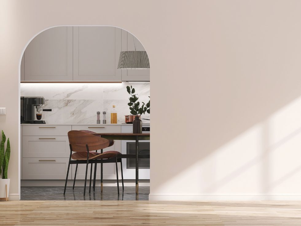 Arch Design Between Living Room & Dining Room | Beautiful Homes