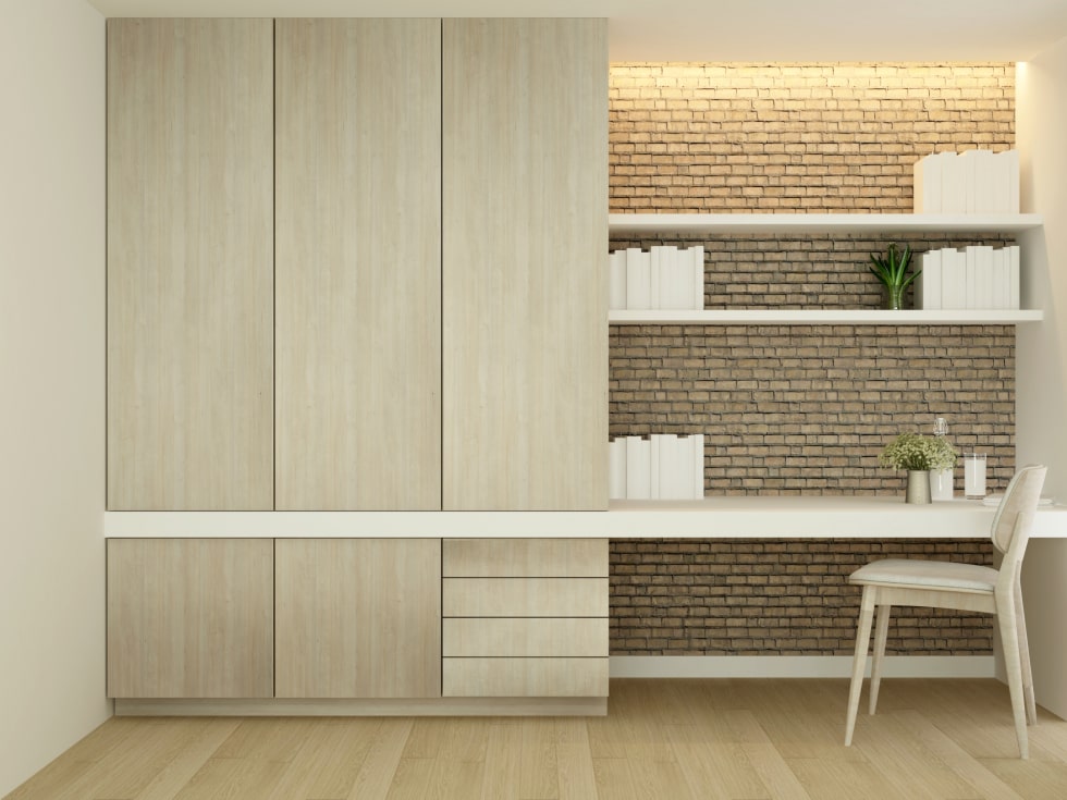 Wardrobe with Study Table Designs: Clever Space-Saving Ideas ...