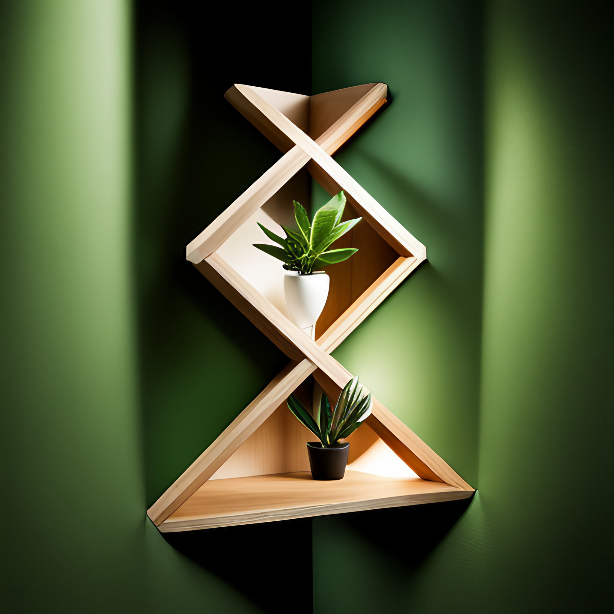 Green Corner Wall Shelf Idea Oeuiva Engineered Wood Zigzag Home